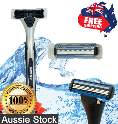 WIN3 Razor 3-Blade + Handle Front Hinge Swing System Shave Shaver ...