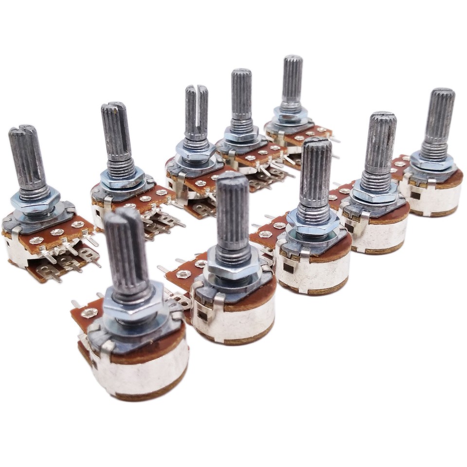 US Stock 10pcs 20K ohm B20K Dual Stereo Potentiometer Pots Shaft S 20mm ...
