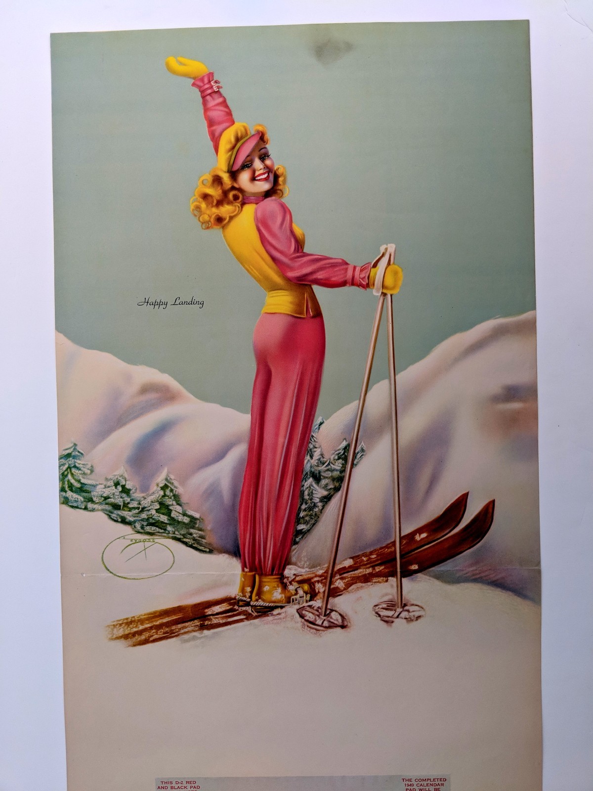 1948 Pinup Girl Picture Calendar w/ Sexy Skier Happy Landings by Billy ...