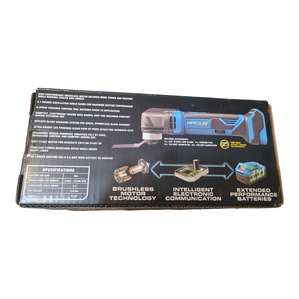 HERCULES 20V Brushless Cordless Variable-Speed Oscillating Multi-Tool ...