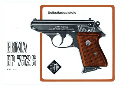 ERMA-WERKE Bedienungsanleitung ERMA EP 752 S Kal. .22 l.r. PISTOLE User ...
