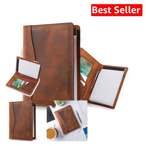 Handmade Leather Padfolio Organizer | Junior Legal Size 8"x5 ...