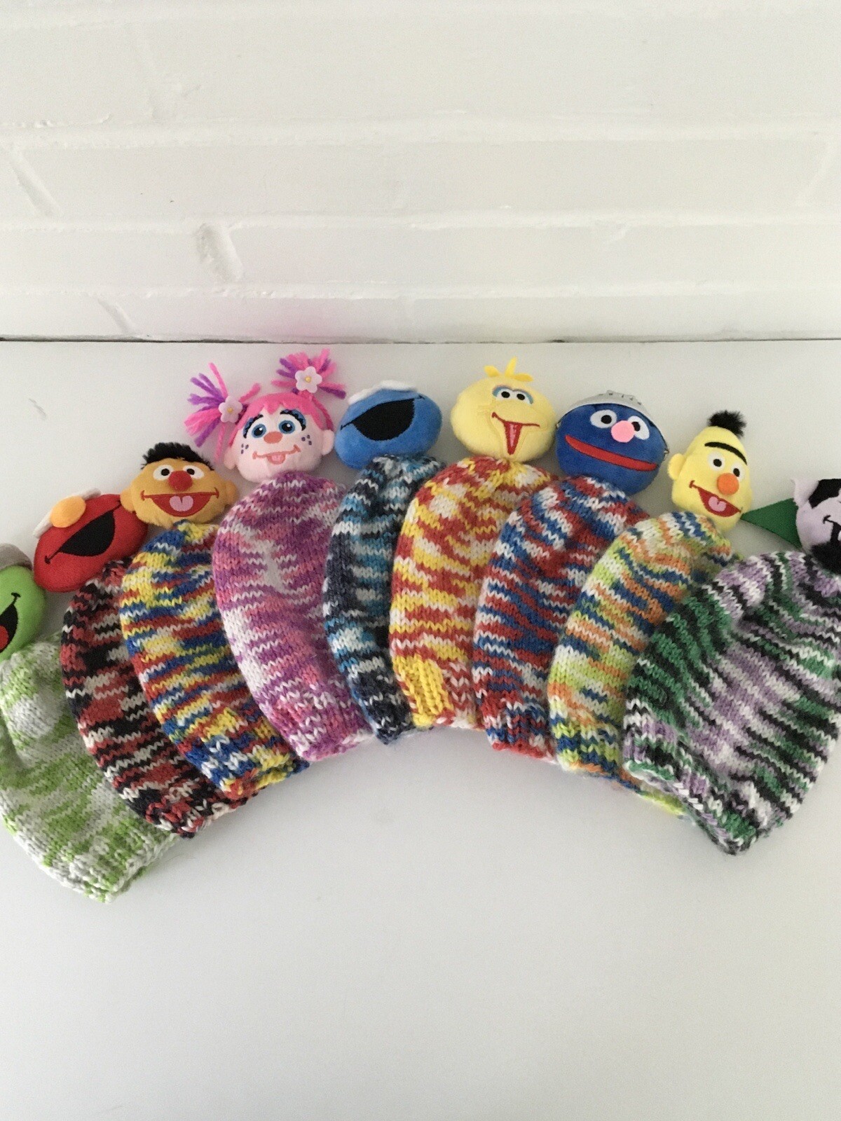 Bundle-9 Sesame Street Hand Knitted Kid Toddler Warm Winter Big Bird ...