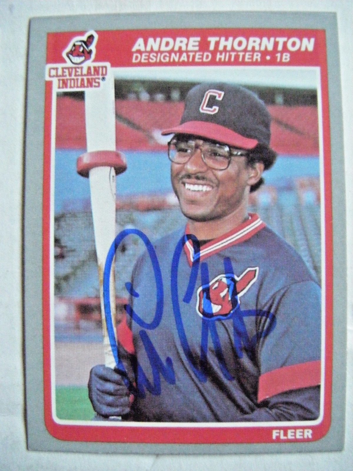 ANDRE THORNTON signed INDIANS 1985 Fleer baseball card AUTO Autographed ...
