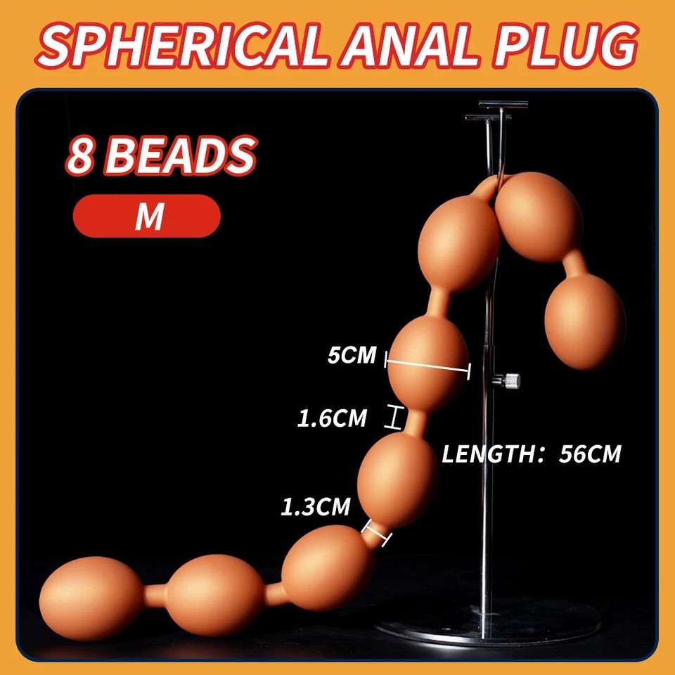 3-10cm Huge Anal Beads Plug Gay Butt Plug Liquid Silicone Soft Anal ...