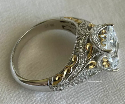 Victorian Vintage 3Ct Princess Cut Diamond Women's Ring 14K Two Tone ...