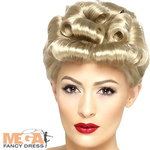 Ladies 1940s Fancy Dress Vintage Wig Blonde 40s Curls by Smiffys for ...