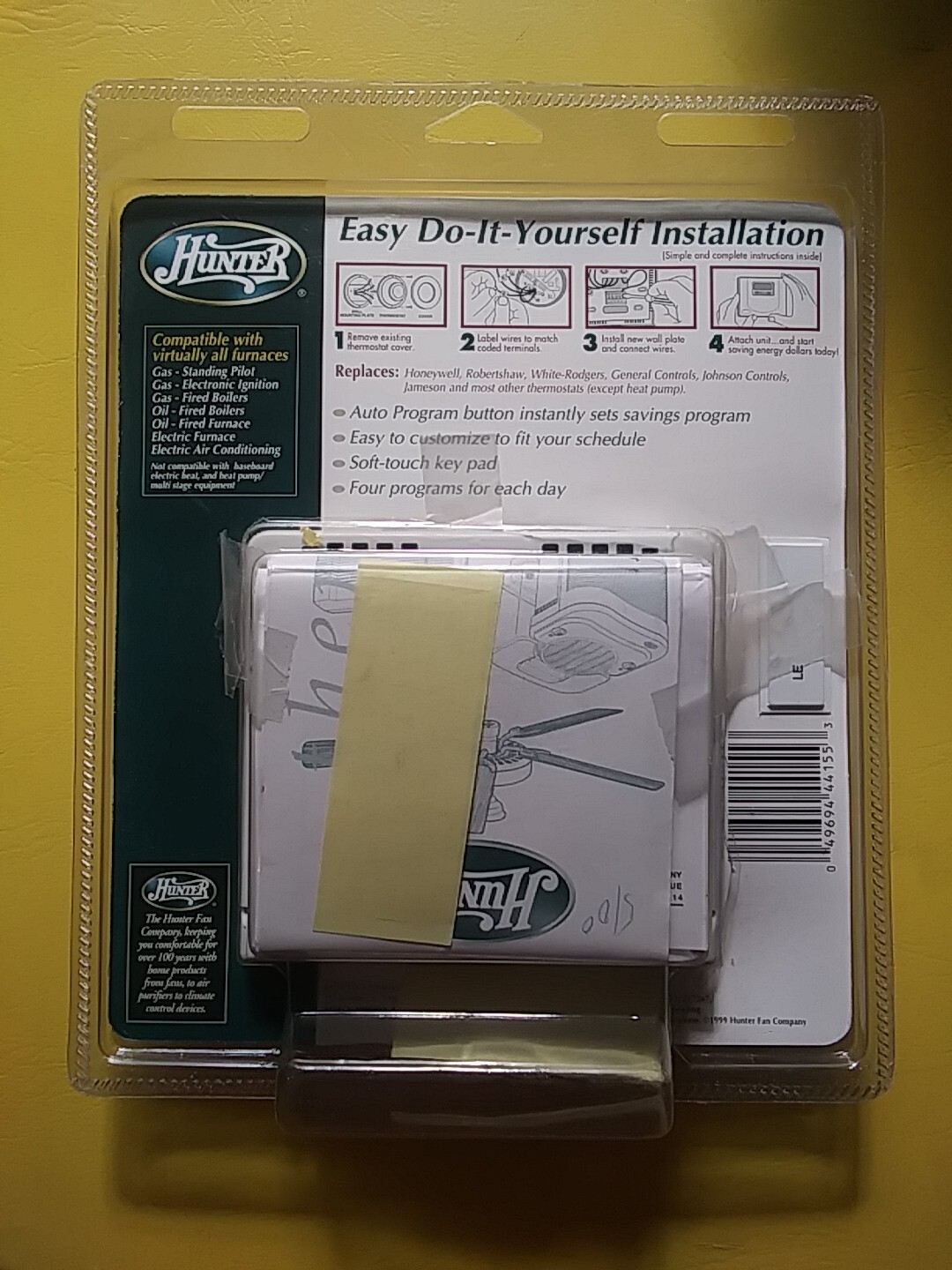 Hunter 44155C Set and Save Programmable Thermostat - White for sale ...