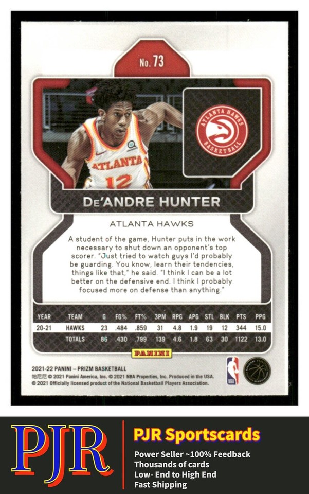 2021-22 Panini Prizm #73 De'Andre Hunter Atlanta Hawks EXTRA 35% OFF 4 ...