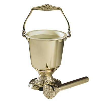 Embossed Holy Water Pot with Sprinkler Set, Holy Water Bucket for ...