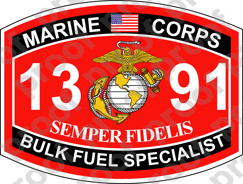 STICKER USMC MOS 1391 BULK FUEL SPECIALIST ooo USMC Lisc No 20187 | eBay