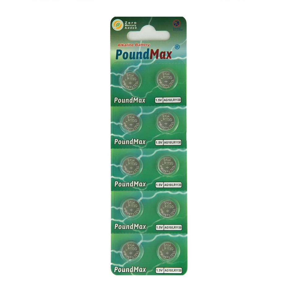 40 X PoundMax AG10, LR1130 LR54 1.5v ALKALINE BUTTON Battery | eBay UK