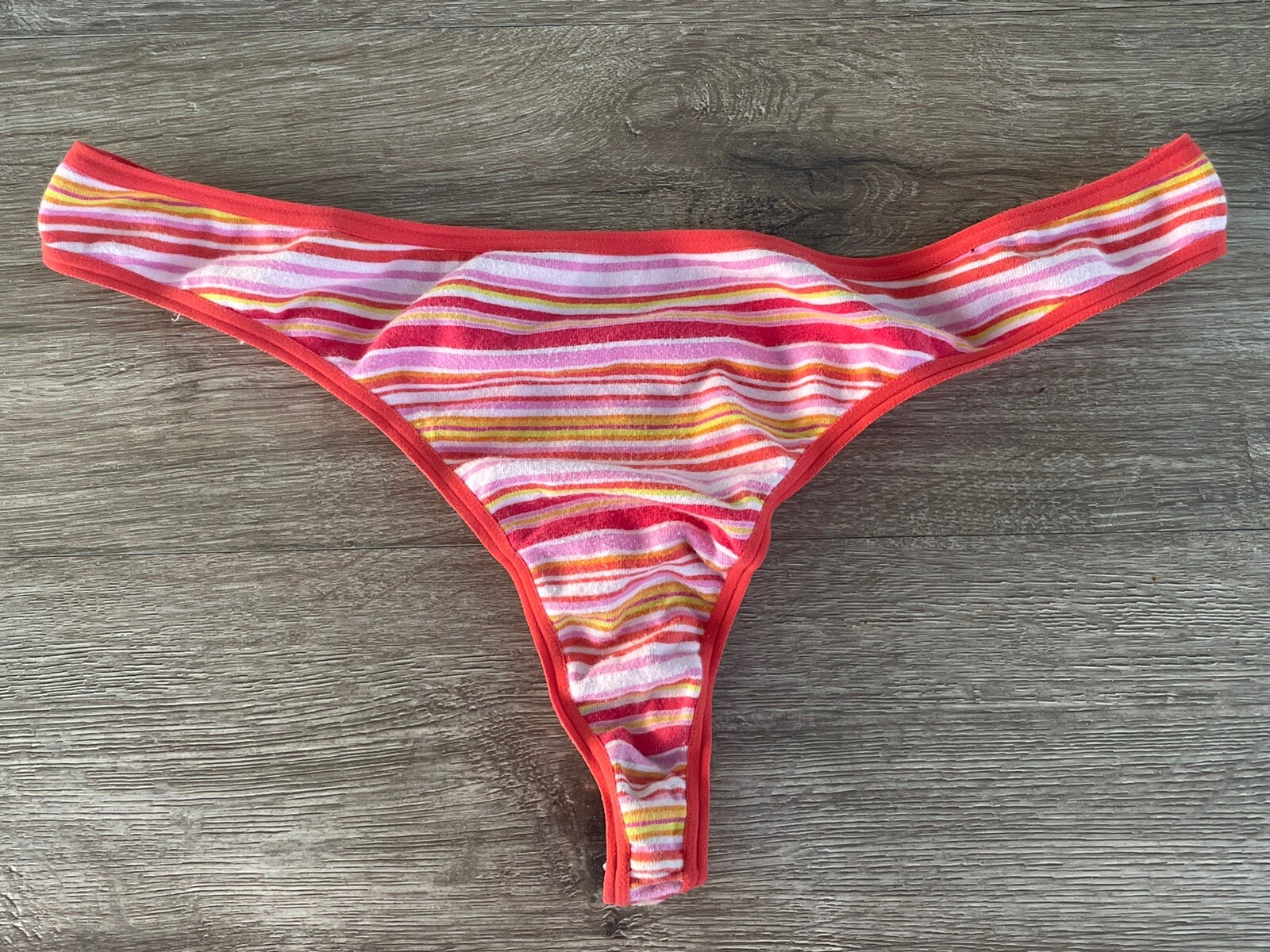 Vintage Victoria’s Secret PINK Cotton Thong Stripe Pa… - Gem