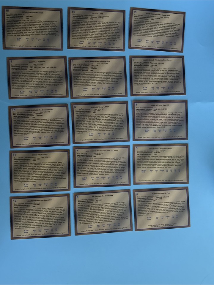 1996 Ringside Boxing Cards Hall of Fame COMPLETE SET of 15 Cards | eBay