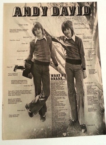 ANDY and DAVID WILLIAMS 'facts' magazine PHOTO/Poster/clipping 11x8 ...