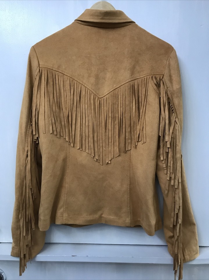Fornia Women's Faux Suede Fringe Full Zip Jacket Size M Medium | eBay