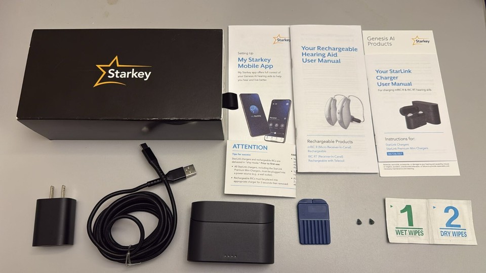 2 STARKEY GENESIS AI 24 RIC RT RECHARGEABLE WITH CHARGER - NEWEST ...