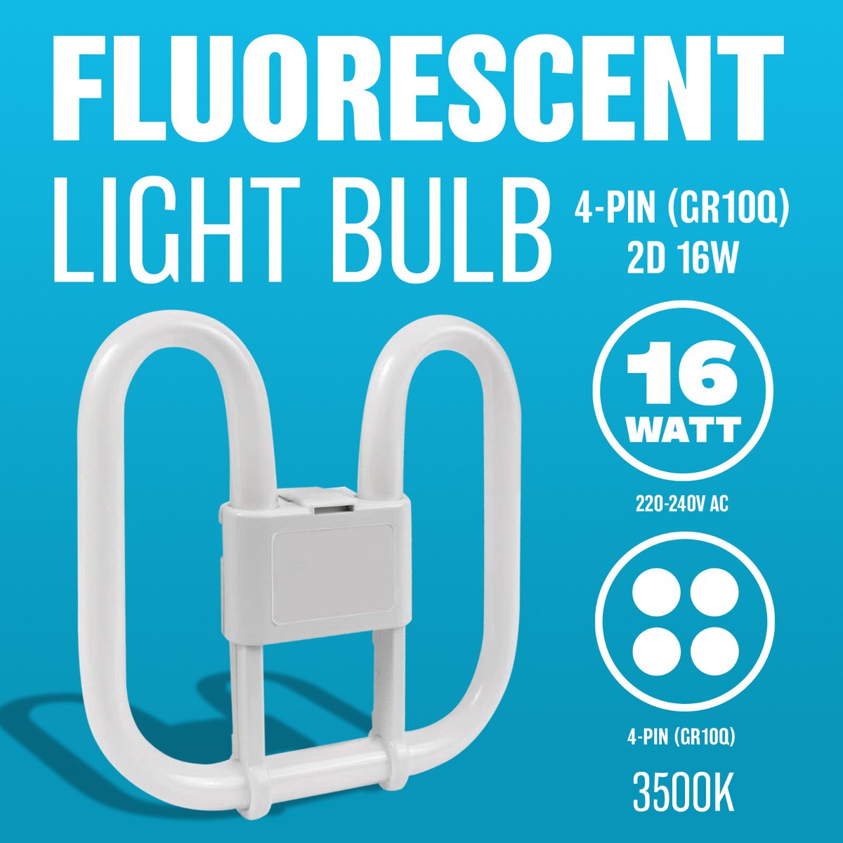 Fluorescent Lamp 4 Pin 28W GR10q CFL Light Bulb, 6000K Cold White,