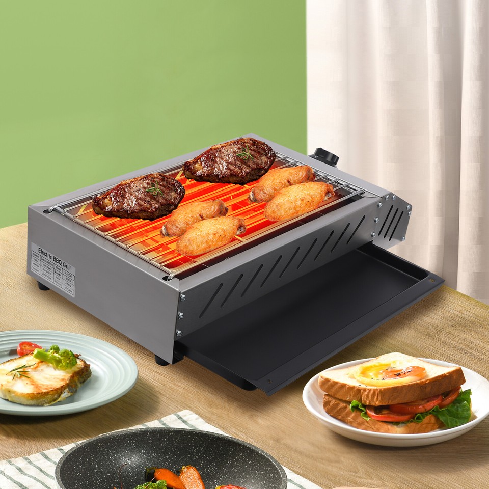 1800W Electric BBQ Grill Smokeless Stainless Steel Barbecue Hot Plate ...