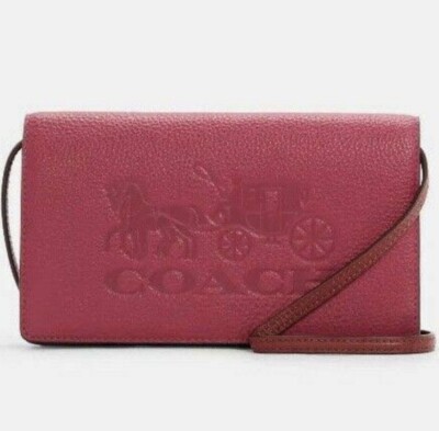 New Coach C5887 Anna Foldover Clutch Crossbody Horse Carriage Bright ...