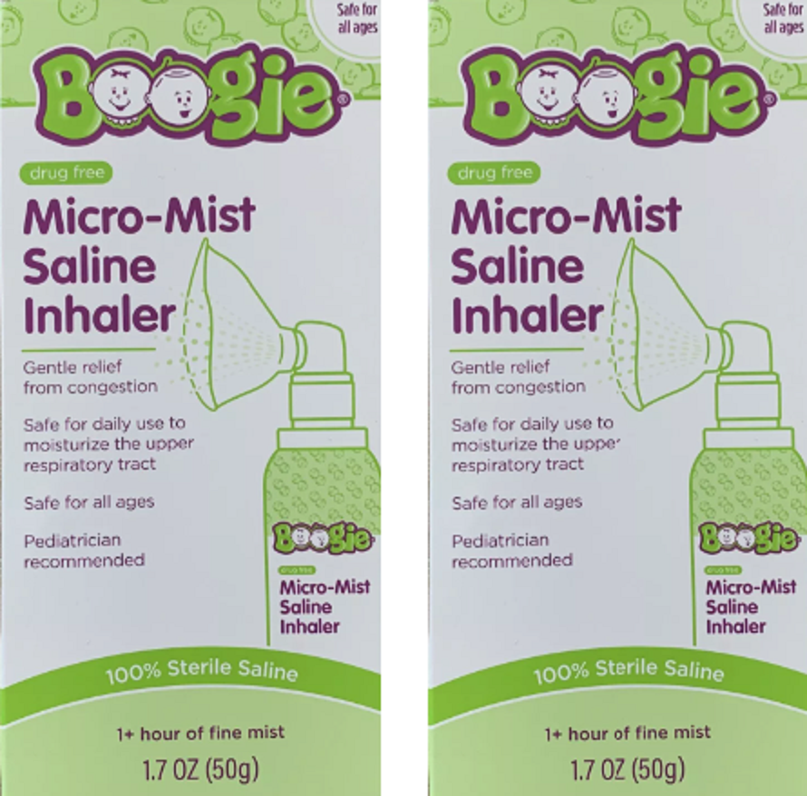 Boogie 100% Sterile Micro- Mist Saline Inhaler 1.7oz Congestion Relief ...