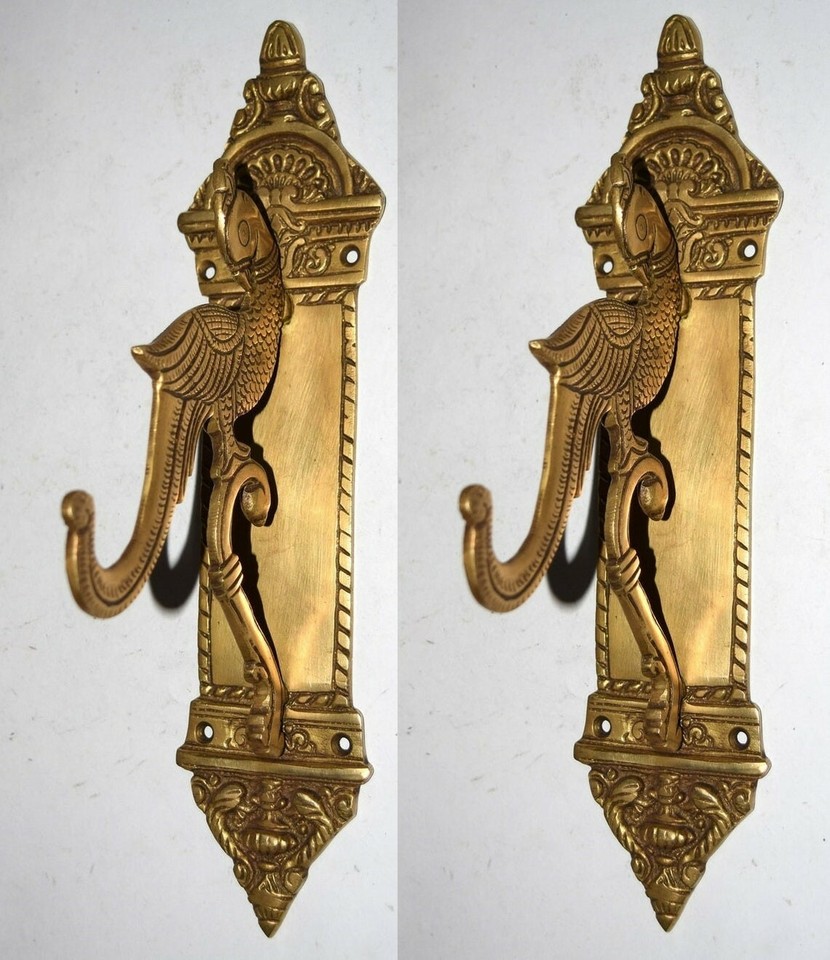 Brass Cockatoo Design Wall Hooks Royal Peacock Door Mount With Carved ...