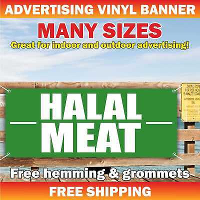HALAL MEAT Advertising Banner Vinyl Mesh Sign Sausage Butcher Shop BEEF ...