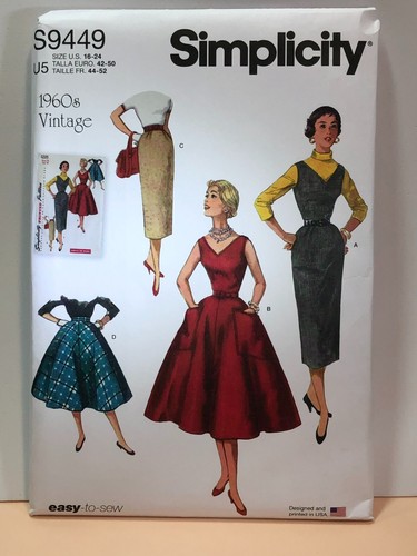 Simplicity 1960's VINTAGE MISSES' DRESS, JUMPER & SKIRTS S9449 Size U5 ...