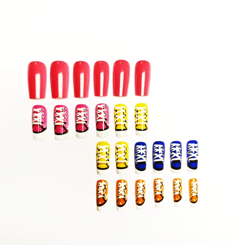 24pcs Medium, Ballet Shape Press-On Nails with Colorful Shoes Unique ...