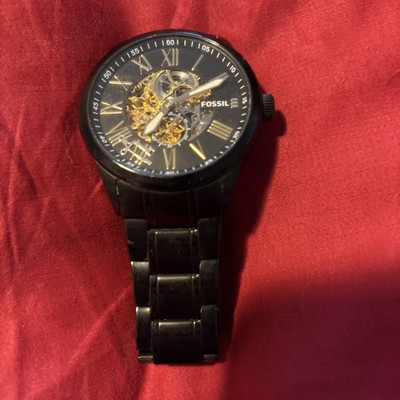 Fossil skeleton Automatic men's water-resist & Analog used black watch ...