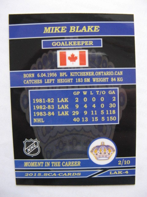 2015 SCA Lost Goalies Mike Blake 02/10 los angeles kings | eBay UK