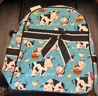 SaleQuilted N Gil backpack/Purse Blue with Cows Design New withTag Back ...