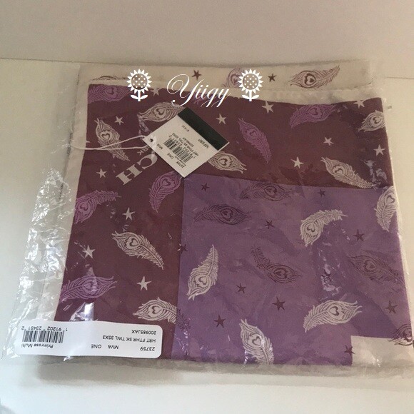 🐼🌷 Coach 23759 🐼🌷 Feather Silk-Twill Scarf 35" x 35" NEW AUTH 🐼 C31 | eBay