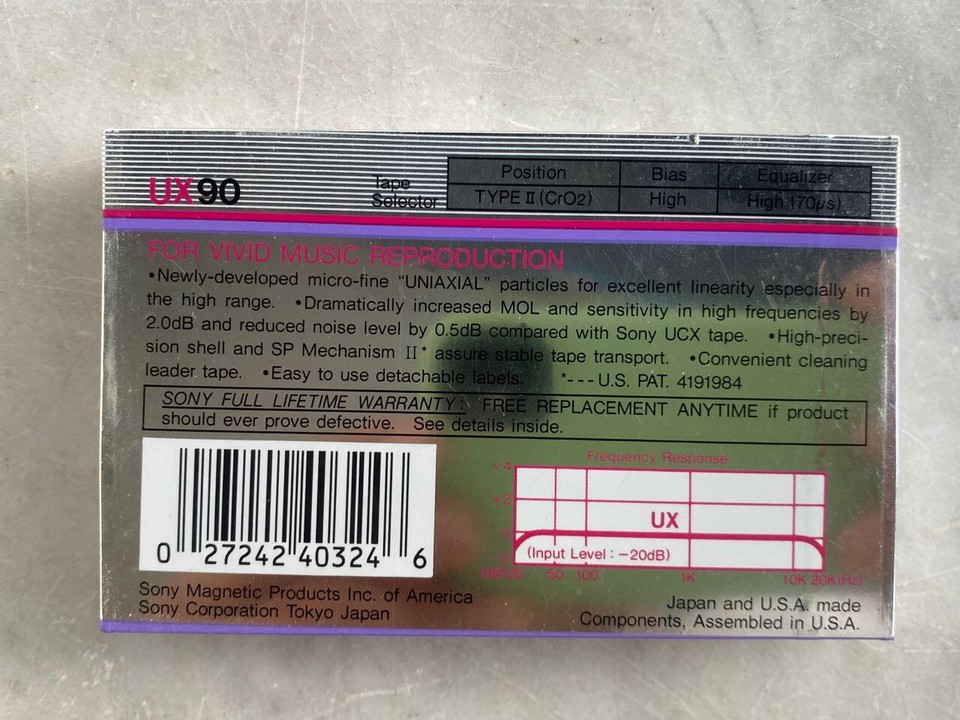 SONY UX 90 Type II High Bias Cassette Tape. Uniaxial NEW | eBay
