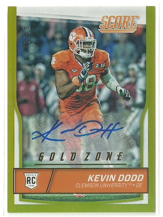 2016 Score Gold Zone KEVIN DODD Rc AUTOGRAPH Titans Clemson AUTO Rookie ...
