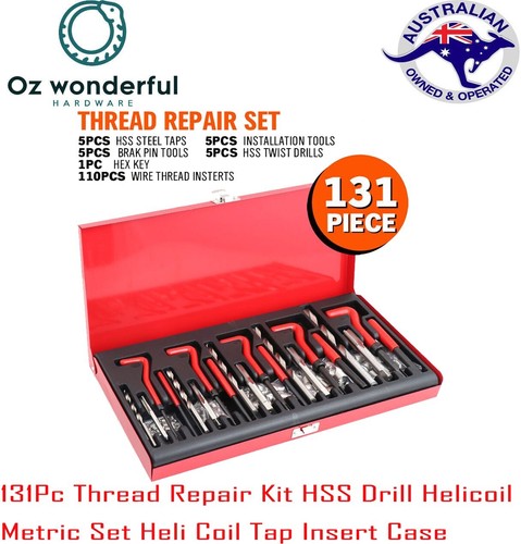 131Pc Helicoil Kit HSS Thread Repair Set Drill Metric Set Heli Coil Tap ...