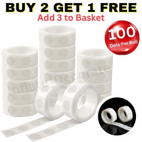 100 Adhesive Dots Tape DIY Balloon Double Sided Glue Sticky Sticker ...