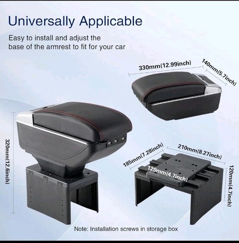 Armrest Box Double Layer Car Interior Storage Center Console 7 USB Port ...