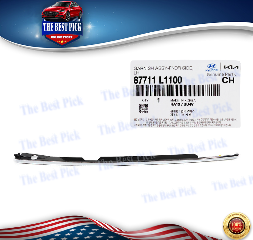 ⭐GENUINE⭐ Front Fender Chrome Molding LEFT for Hyundai Sonata 20-21 ...