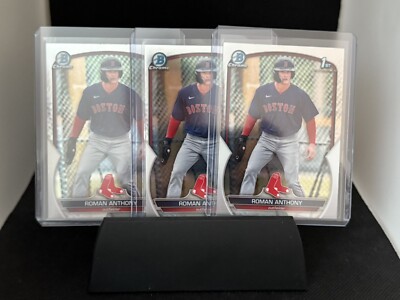 (3x) Roman Anthony 2023 1st Bowman Rookie Card Lot (ALL CHROME) Boston ...