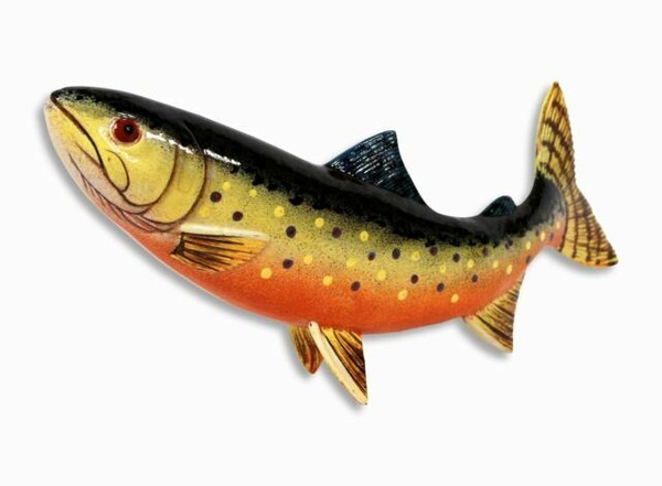 Hand Painted 10" Brook Trout Game Fish Statue Figurine Sculpture 405c ...