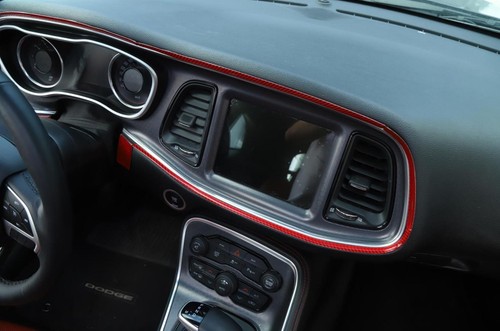 For Dodge Challenger 2015-22 red carbon fiber soft Dashboard decorative ...