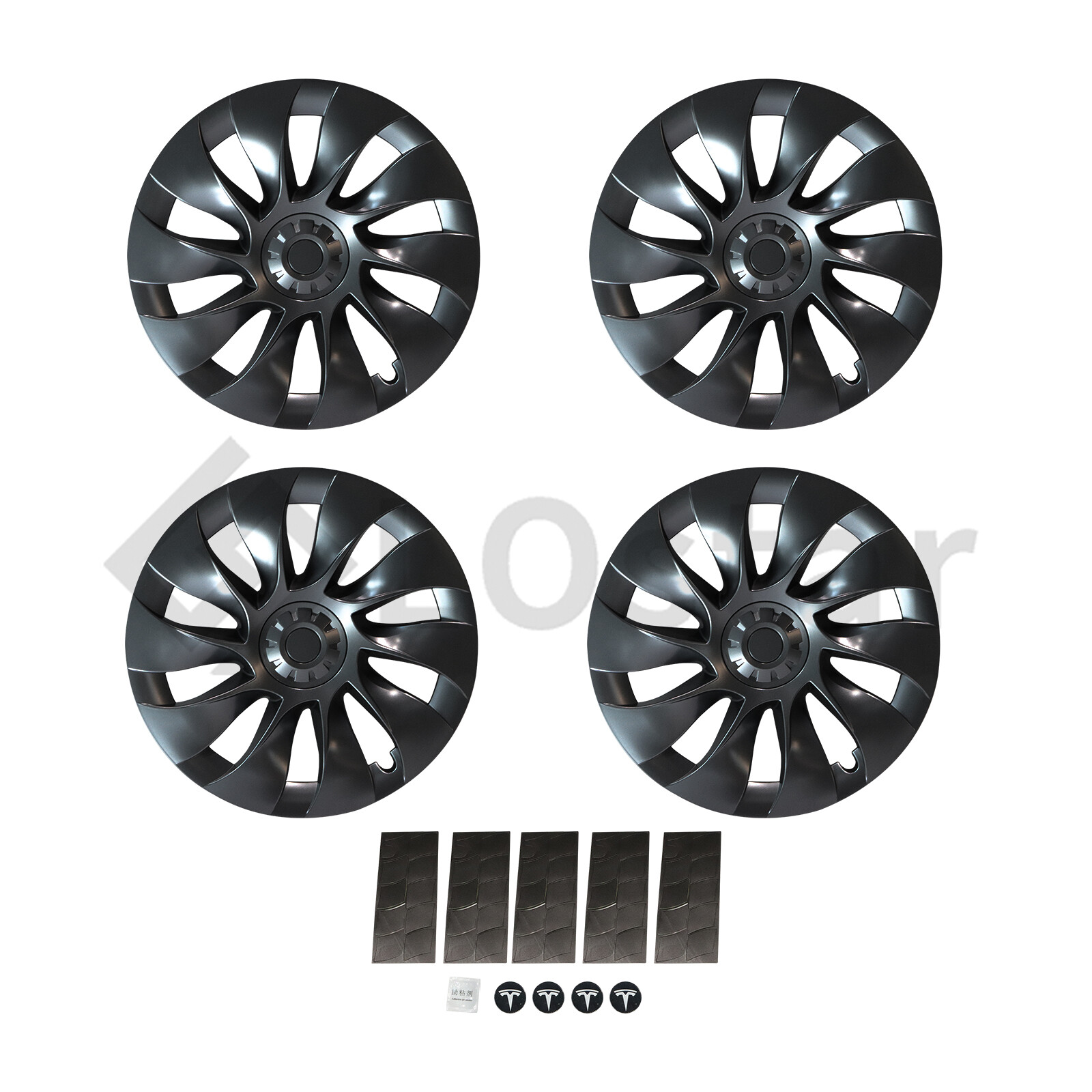 4PCS 20" Hubcaps Wheel Cap Rim Wheel Cover Trim Matte Black For Tesla ...