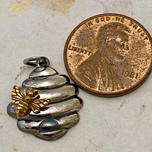 925 Solid Sterling Silver Beehive with Bronze Bee Charm, Stunning ...