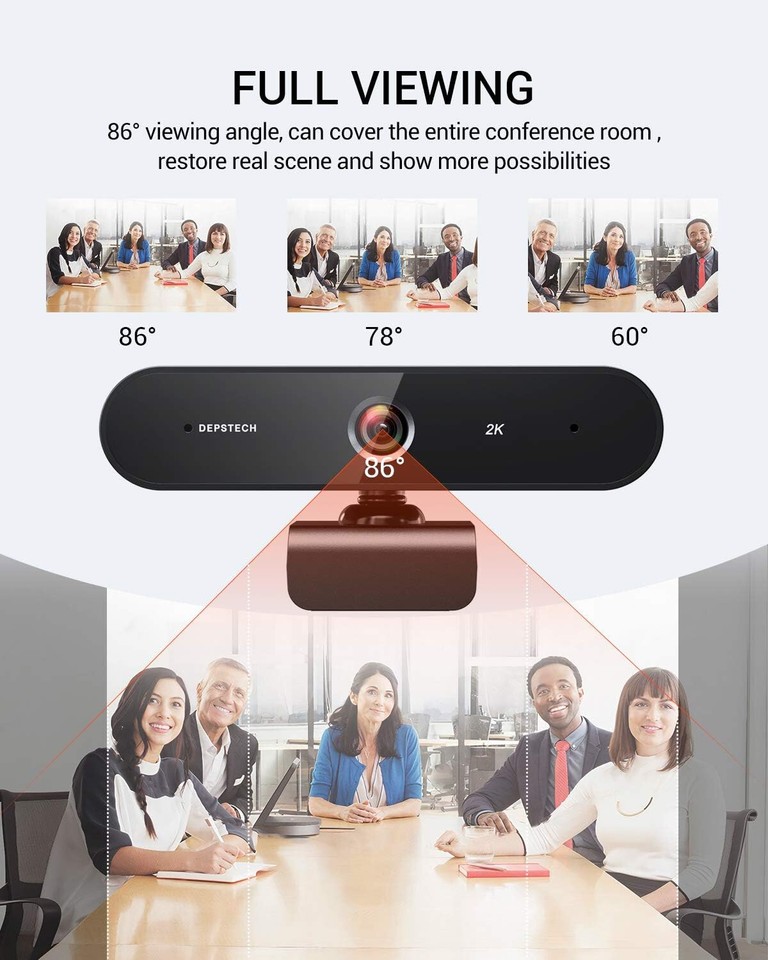 DEPSTECH Webcam with Microphone for Desktop, 2K QHD USB | eBay