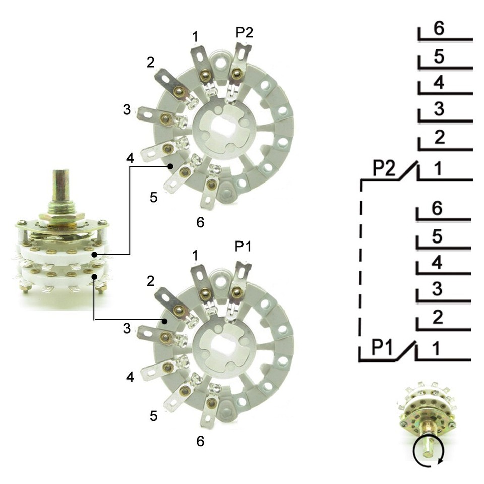 Band Switch Rotary Channel Selector 1-3 Deck 1-3 Pole 6-11 Position ...