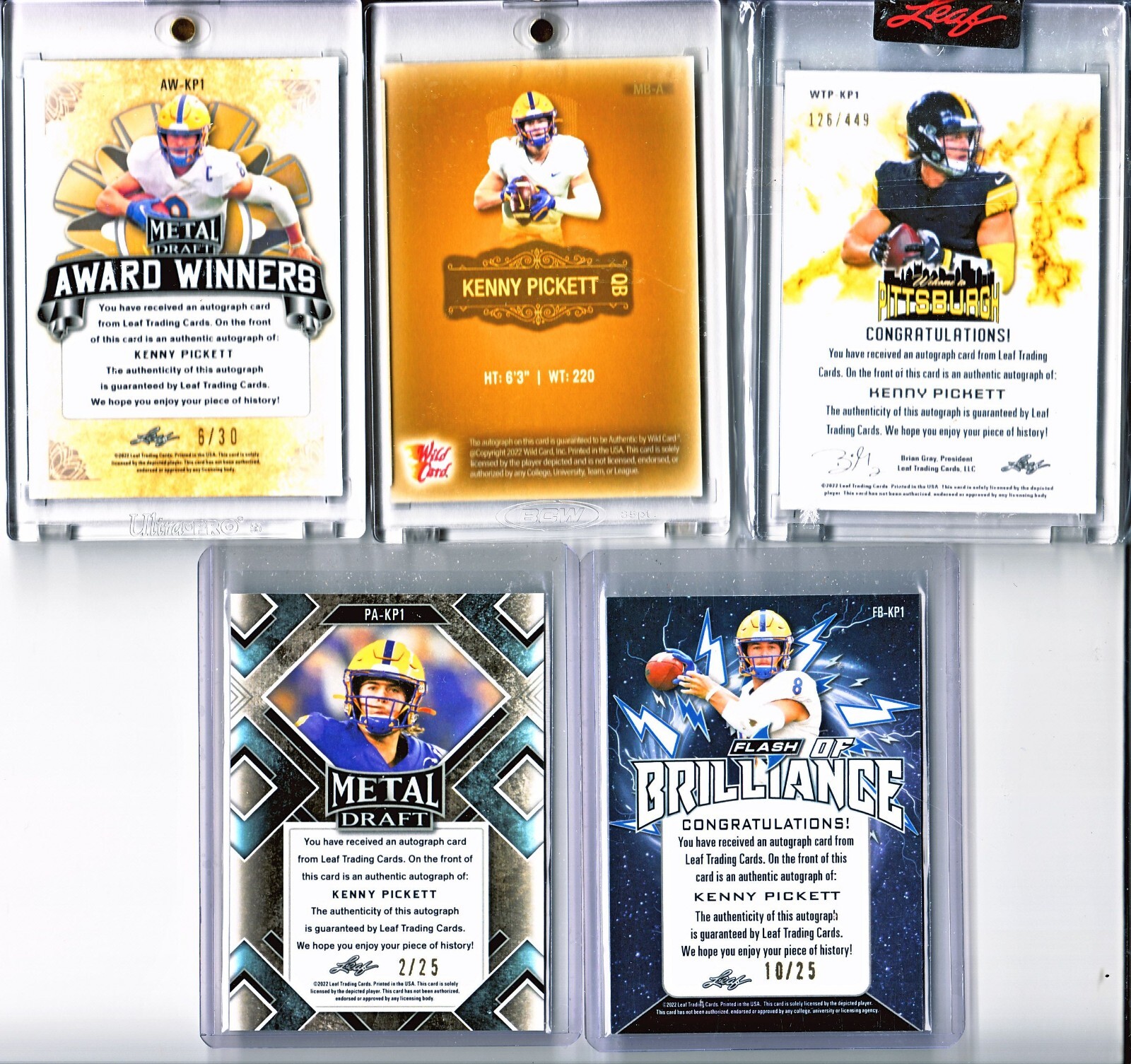 Five SHORT Print 2022 Kenny Pickett autographed rookie cards | eBay