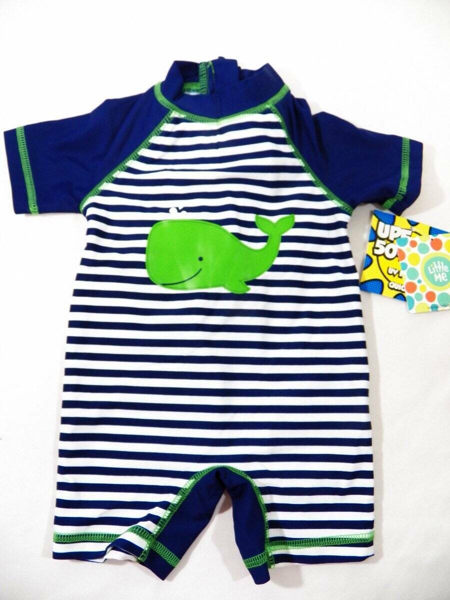 Little Me Boys Size 6 9 Months Striped Whale Rash Guard Swimsuit NEW little-me-boys-size-6-9-months-striped-whale-rash-guard-swimsuit-new