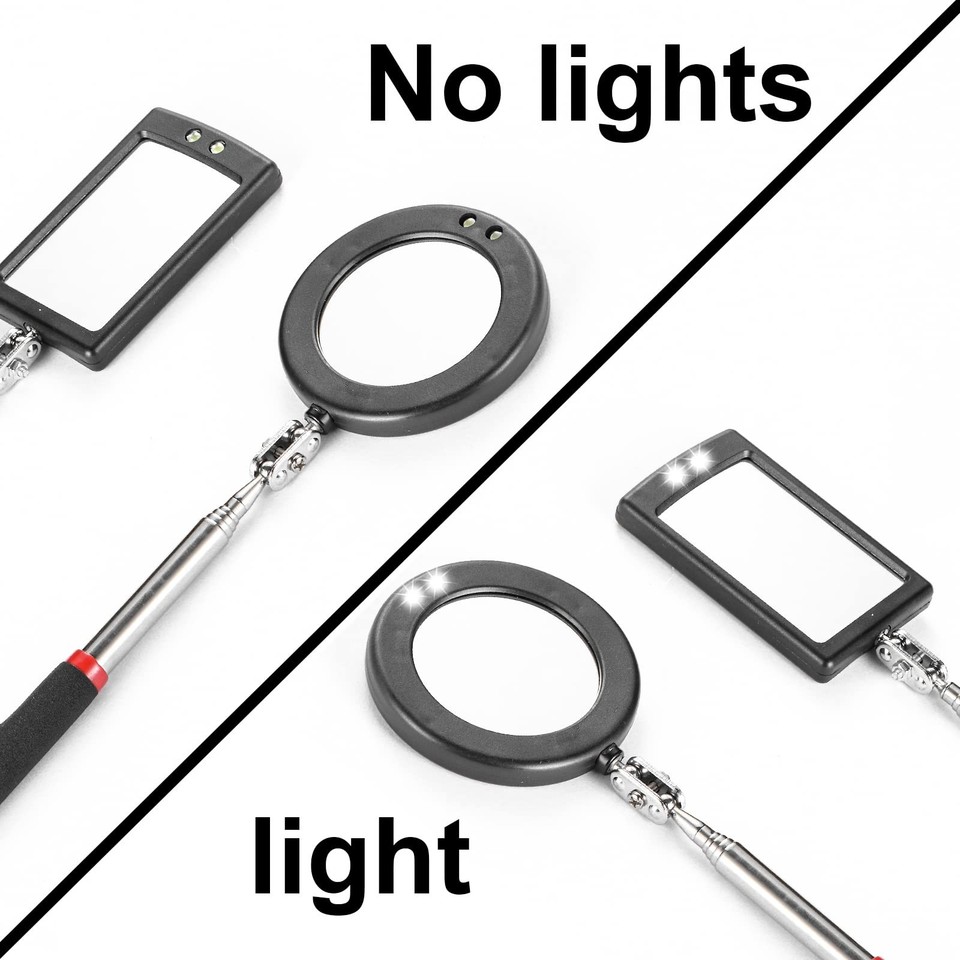 KABUDA 4PCS Telescoping Inspection Mirror LED Lighted Inspection Mirror ...