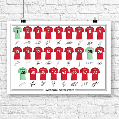 Liverpool FC Signed 2025-26 Signed Team Poster, Autographed By Full ...